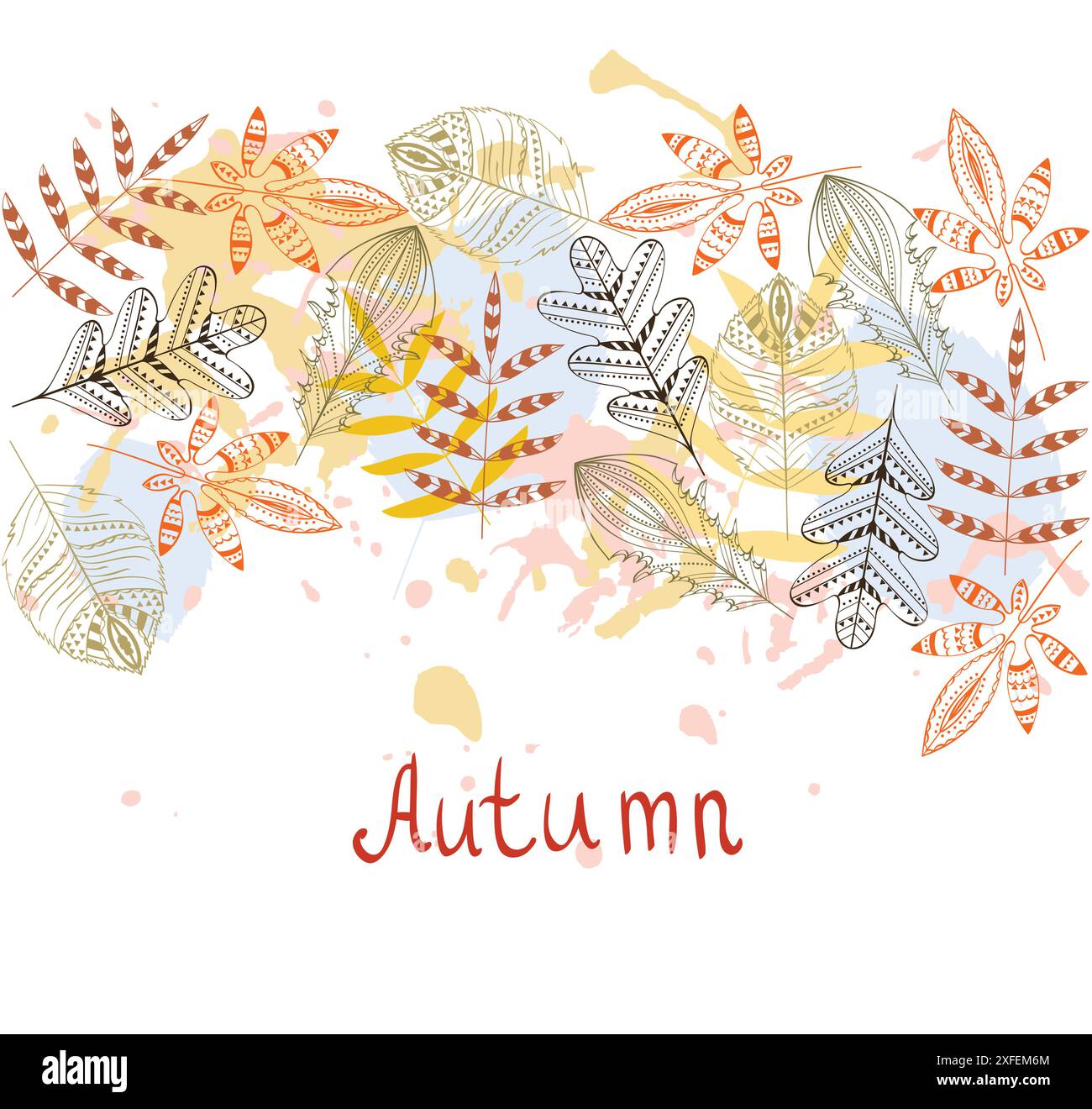 abstract autumn leaves. Hand drawn vector illustration Stock Vector ...