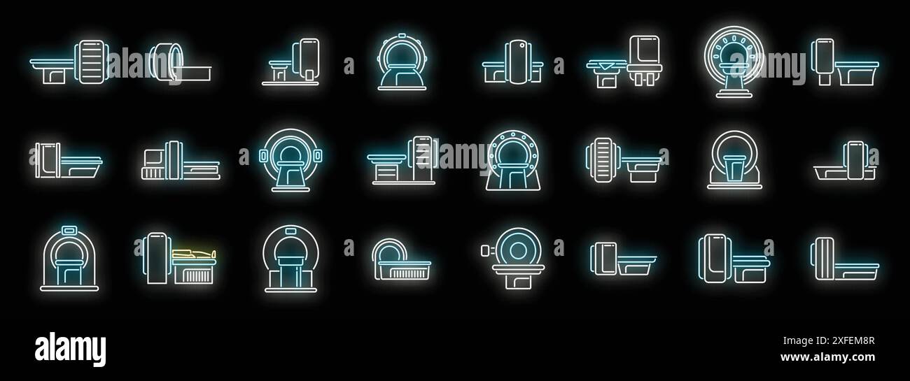 Magnetic resonance tomography icons set outline vector. Ct scan ...