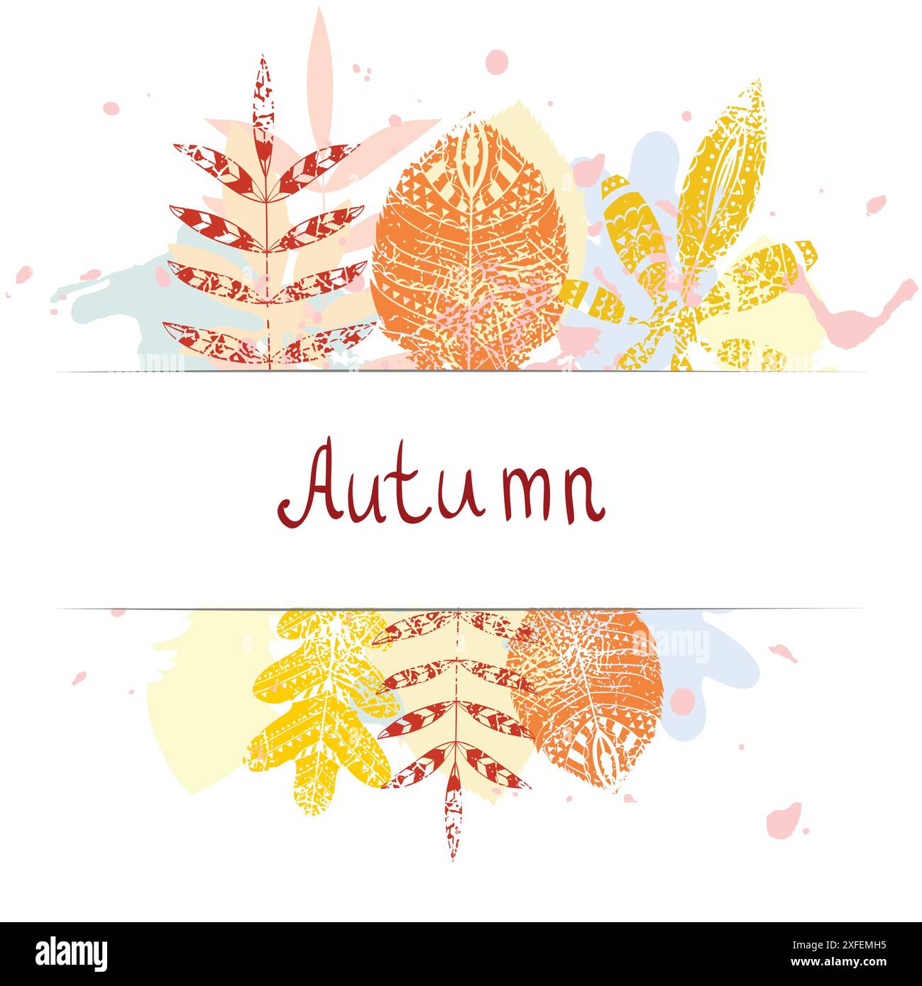 abstract autumn leaves. Hand drawn vector illustration Stock Vector ...