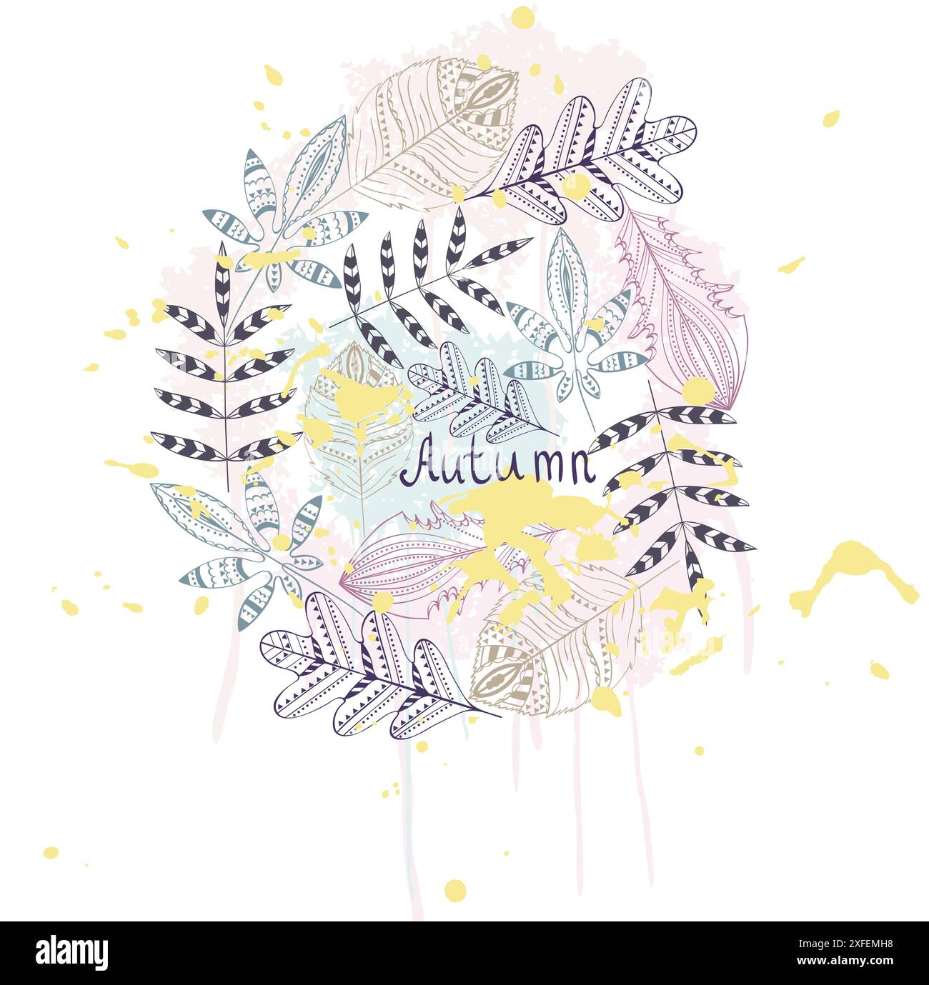 abstract autumn leaves. Hand drawn vector illustration Stock Vector ...