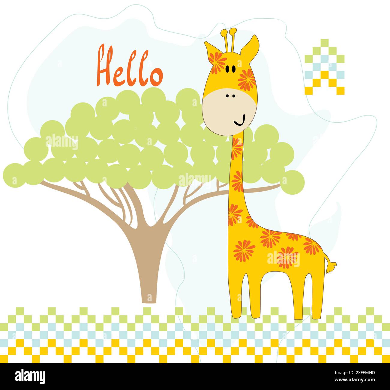 childish card with cartoon giraffe. Vector illustration Stock Vector ...