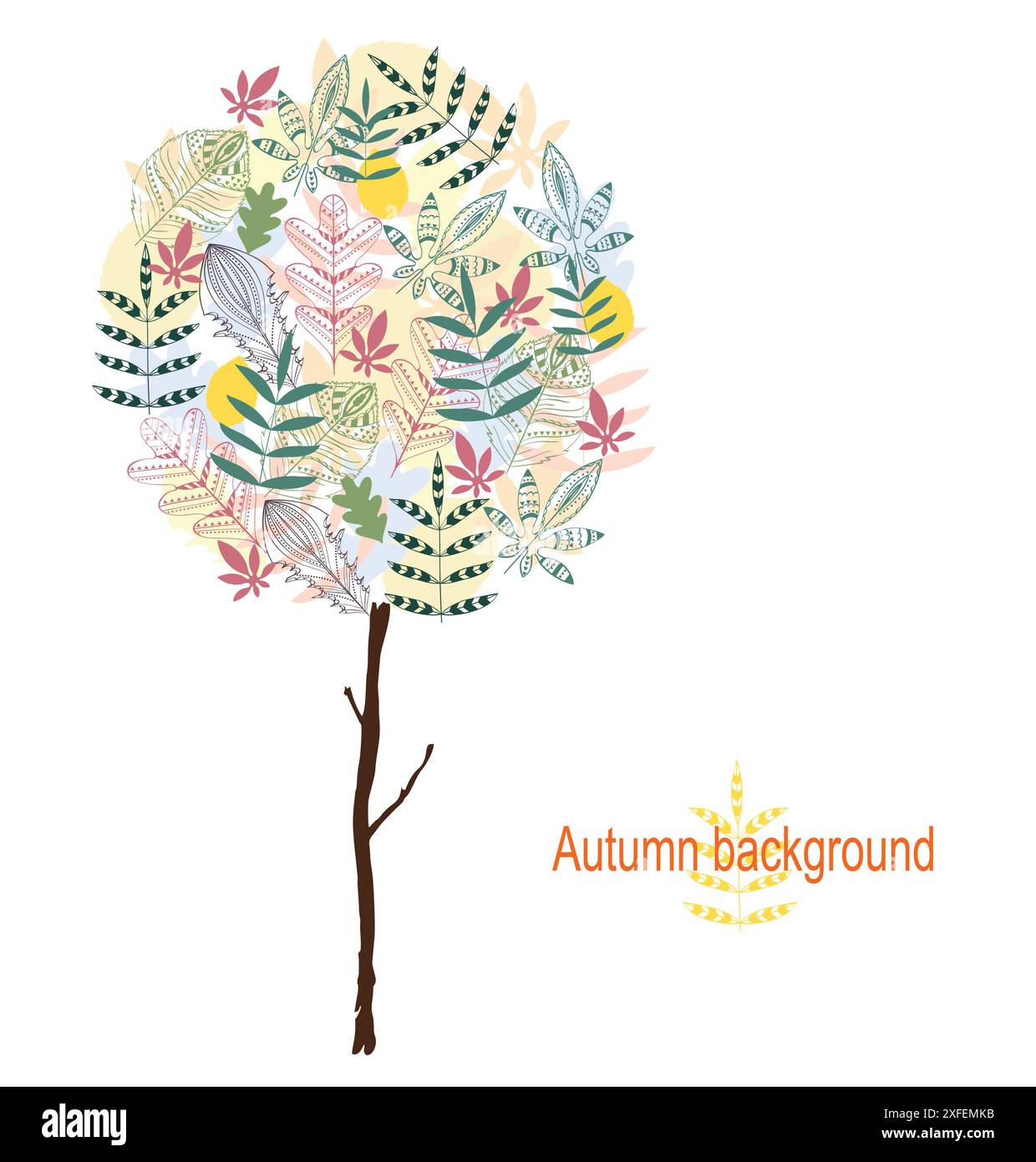 abstract autumn leaves. Hand drawn vector illustration Stock Vector ...