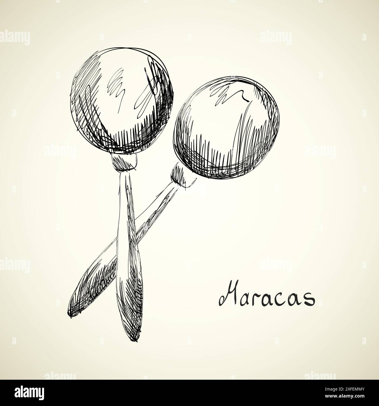 sketch of a musical instrument. Hand drawn maracas on a light ...