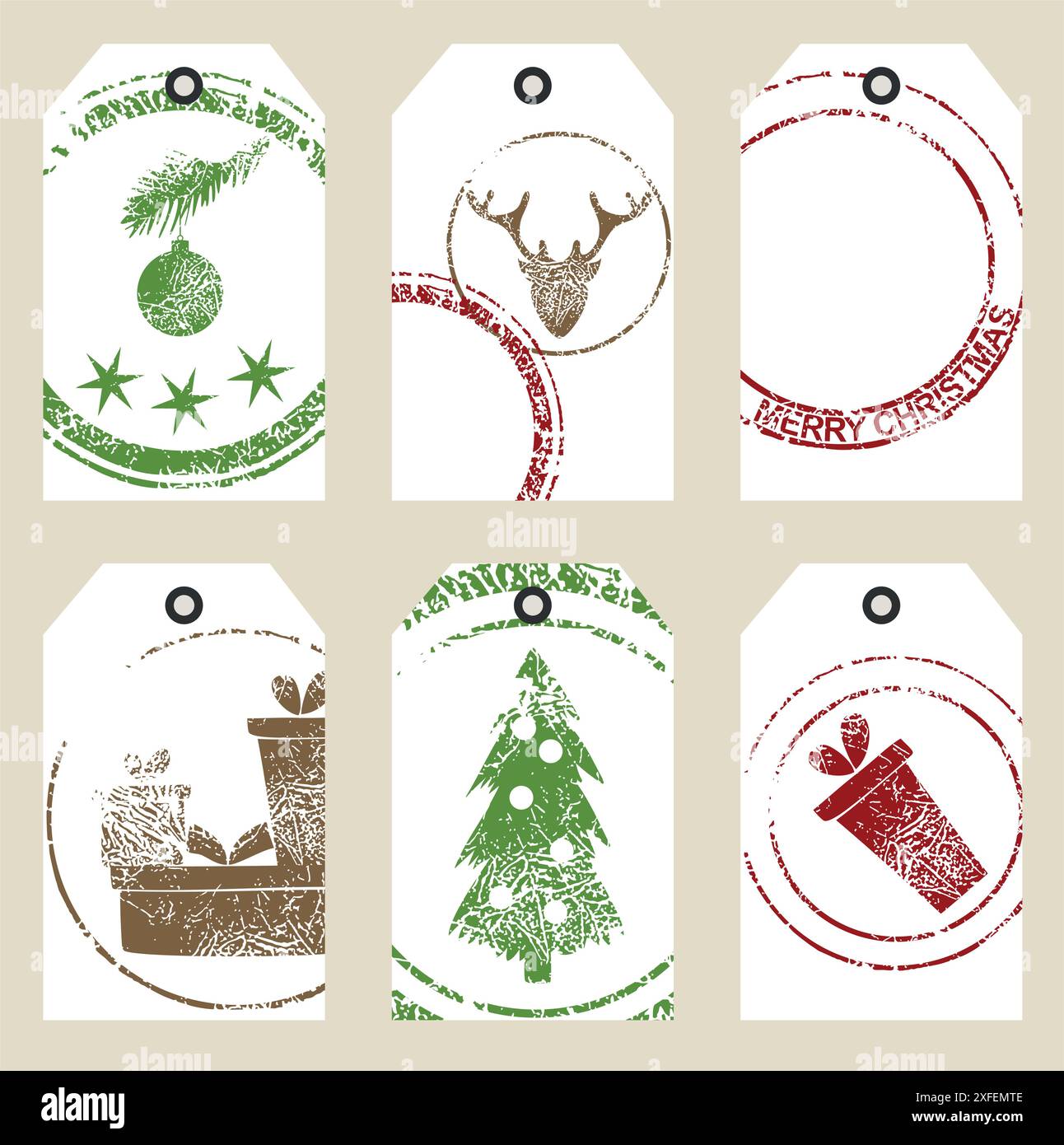 Christmas gift tags set. Art Hand Drawn textures for winter holidays ...
