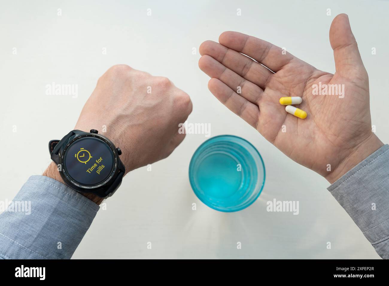 Time to take pills for man . time for tablets is an inscription on the ...