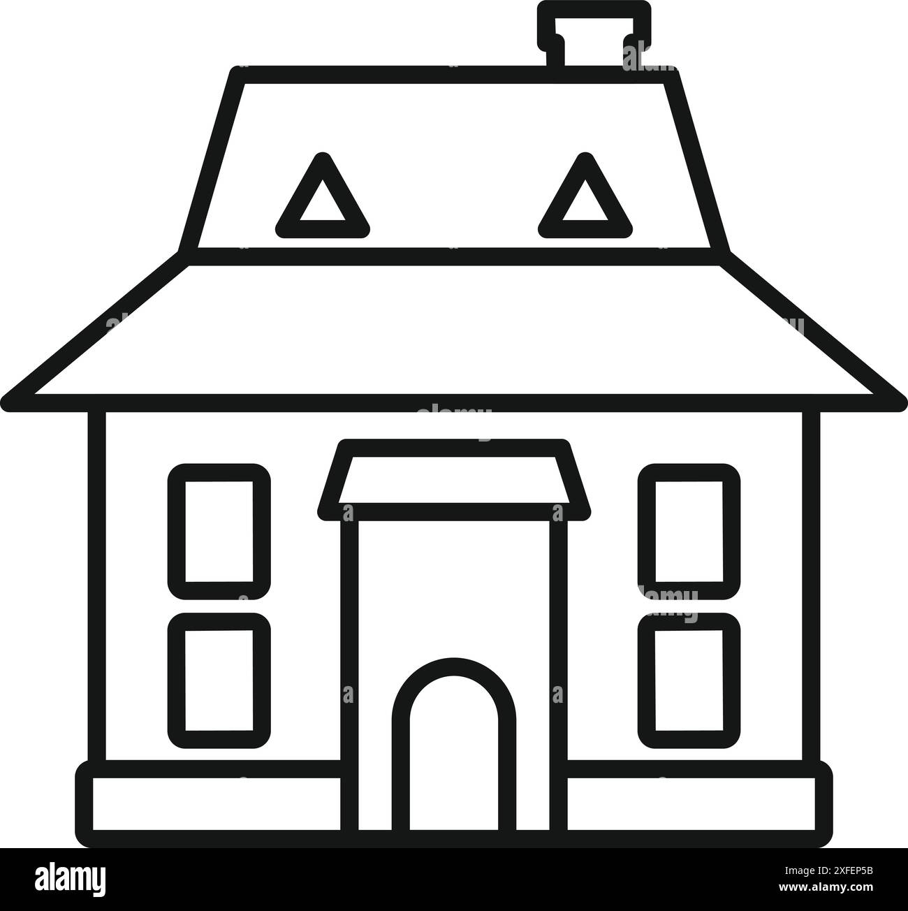 Simple line drawing of a house with an awning and a chimney Stock ...
