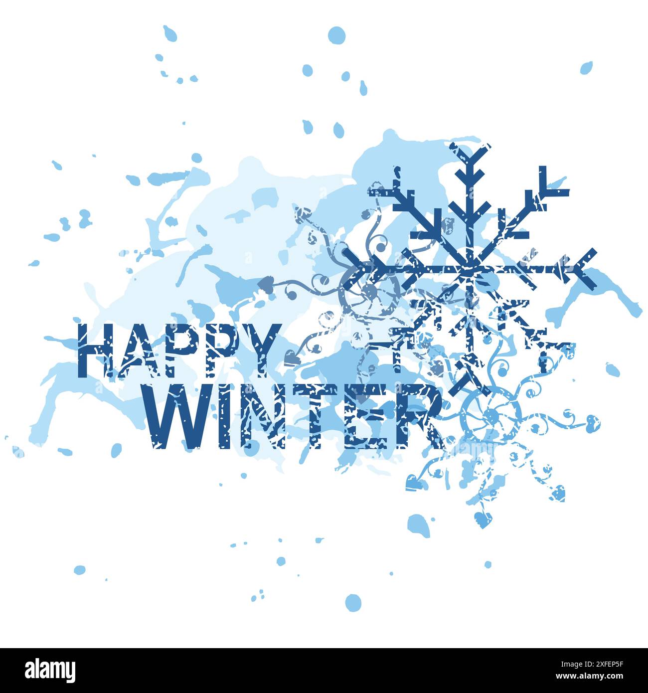Abstract Winter Background with beautiful blue snowflakes Stock Vector ...