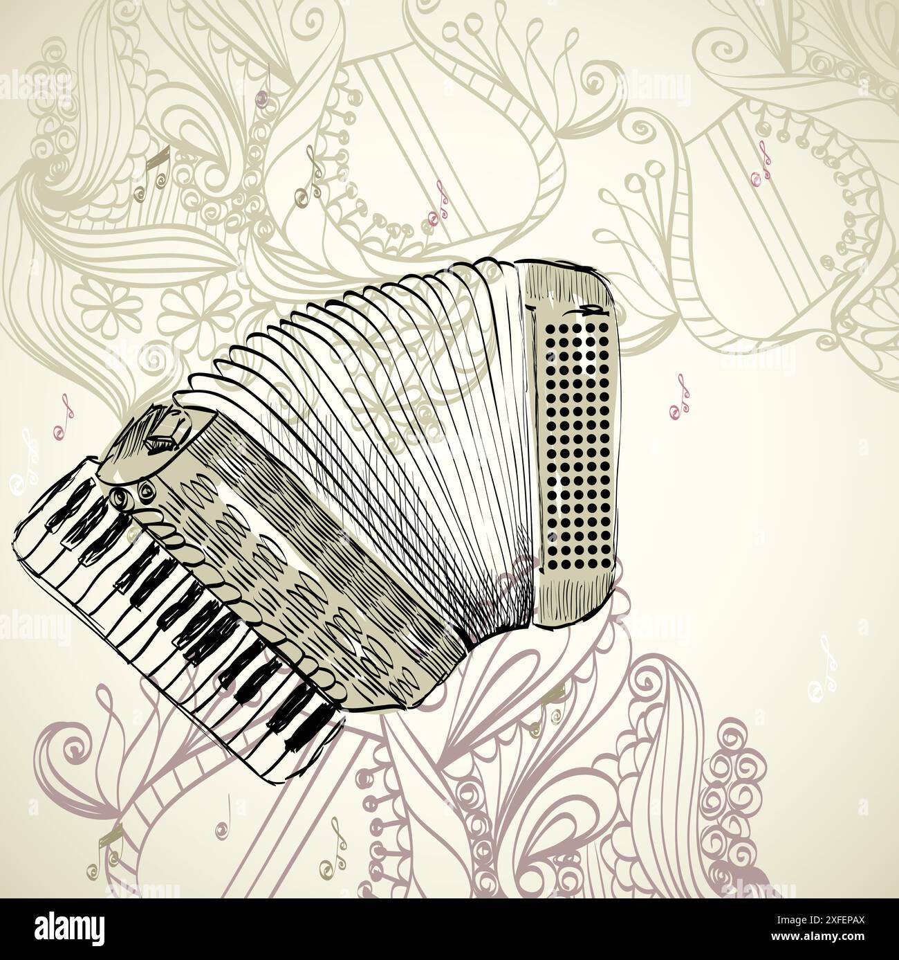 hand drawn accordion on a light background Stock Vector Image & Art - Alamy