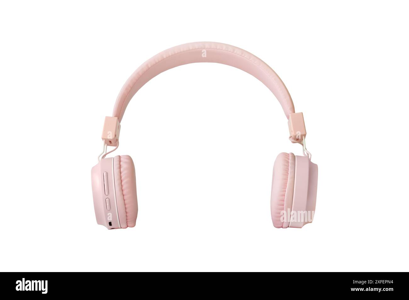 Modern pink wireless headphones isolated on white background Stock ...