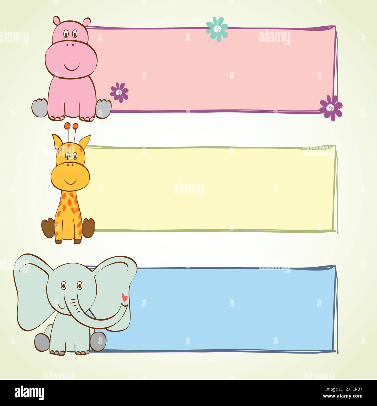 hand drawn baby banners with cartoon animals Stock Vector Image & Art ...