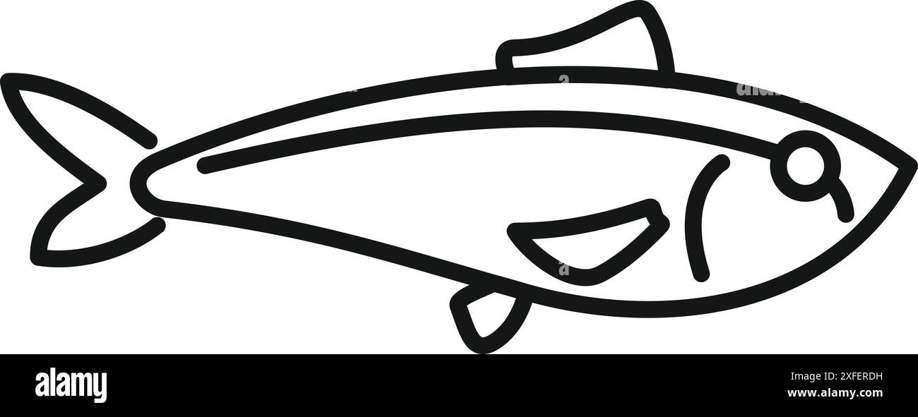 Simple and minimal icon of a small sardine fish swimming in side view ...
