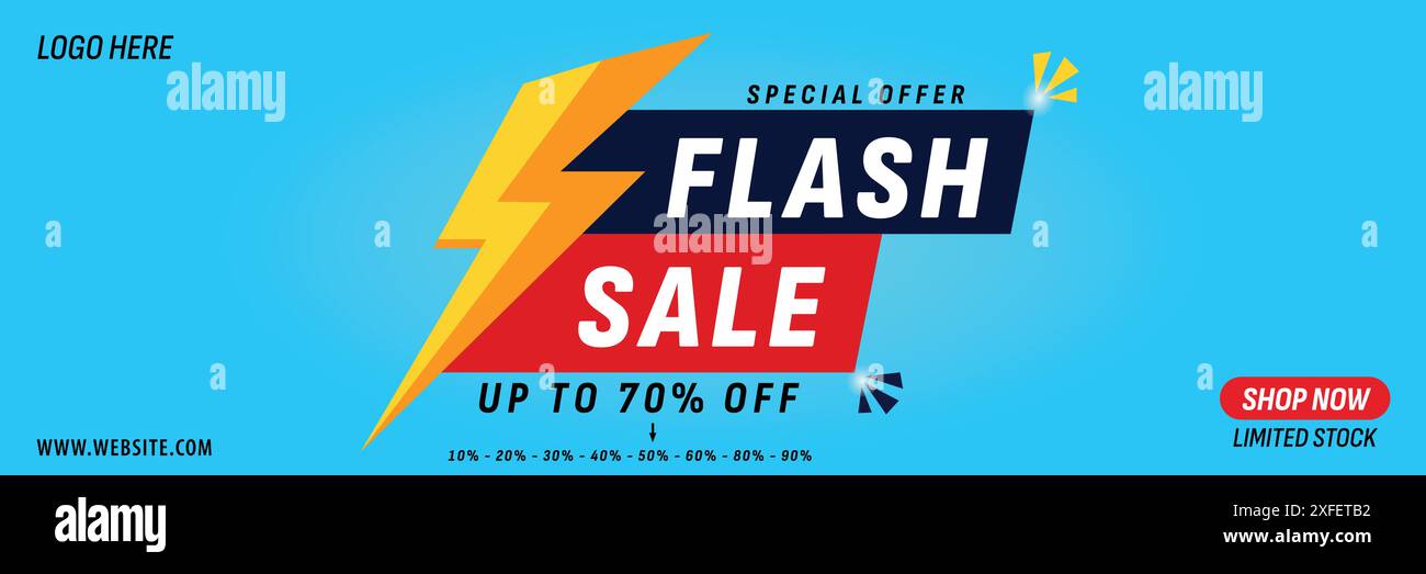 Flash Sale Shopping Poster or banner with Flash icon and 3D text on ...