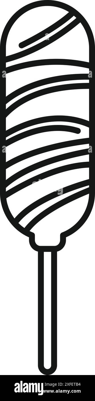 Simple line icon of a round spiral lollipop on a stick, isolated ...