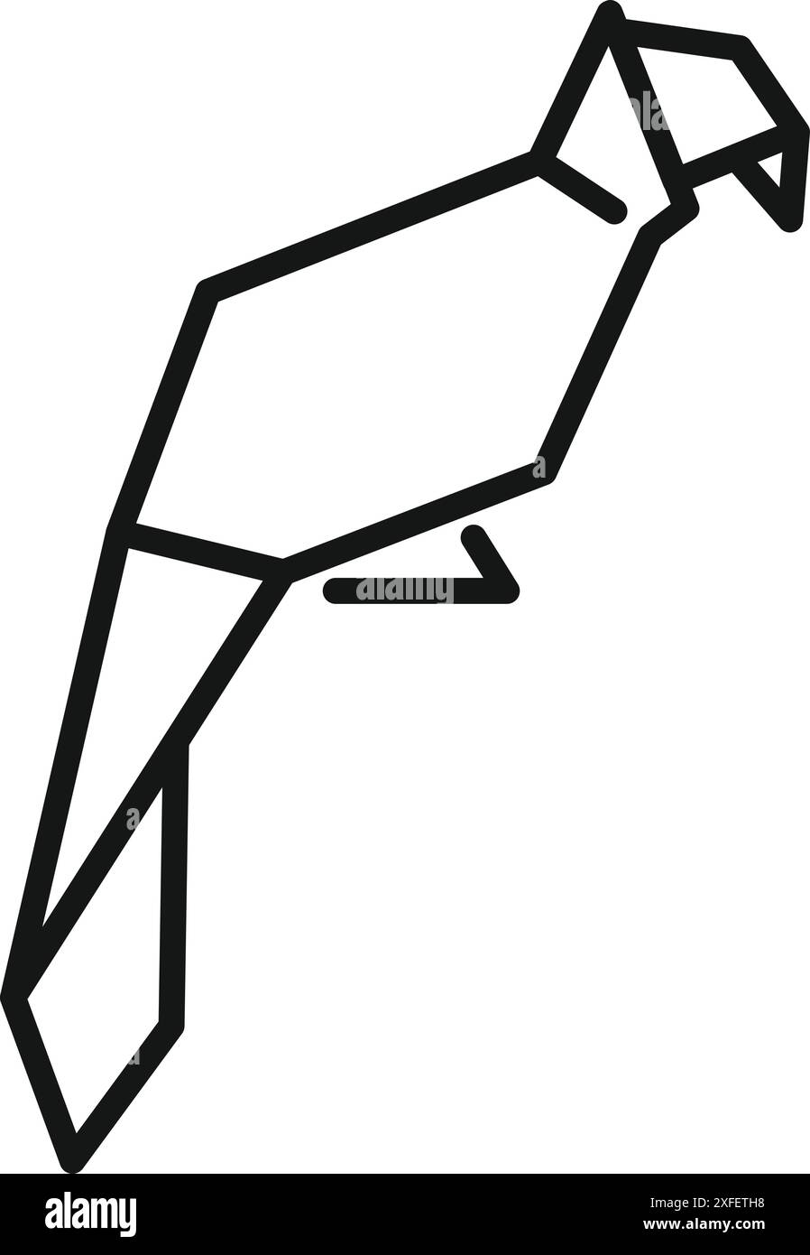 Simple line art illustration of a parrot, designed in a geometric ...