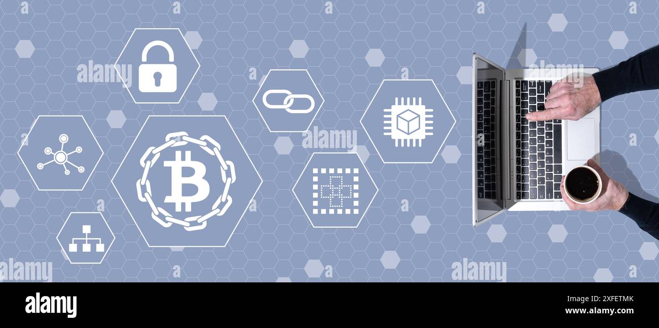 Hexagon blockchain symbol hi-res stock photography and images - Alamy