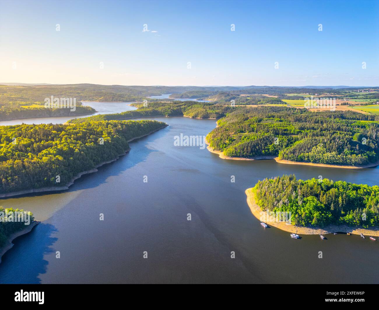 Aerial view of Orlik Water Reservoir on the Vltava River in Czechia ...