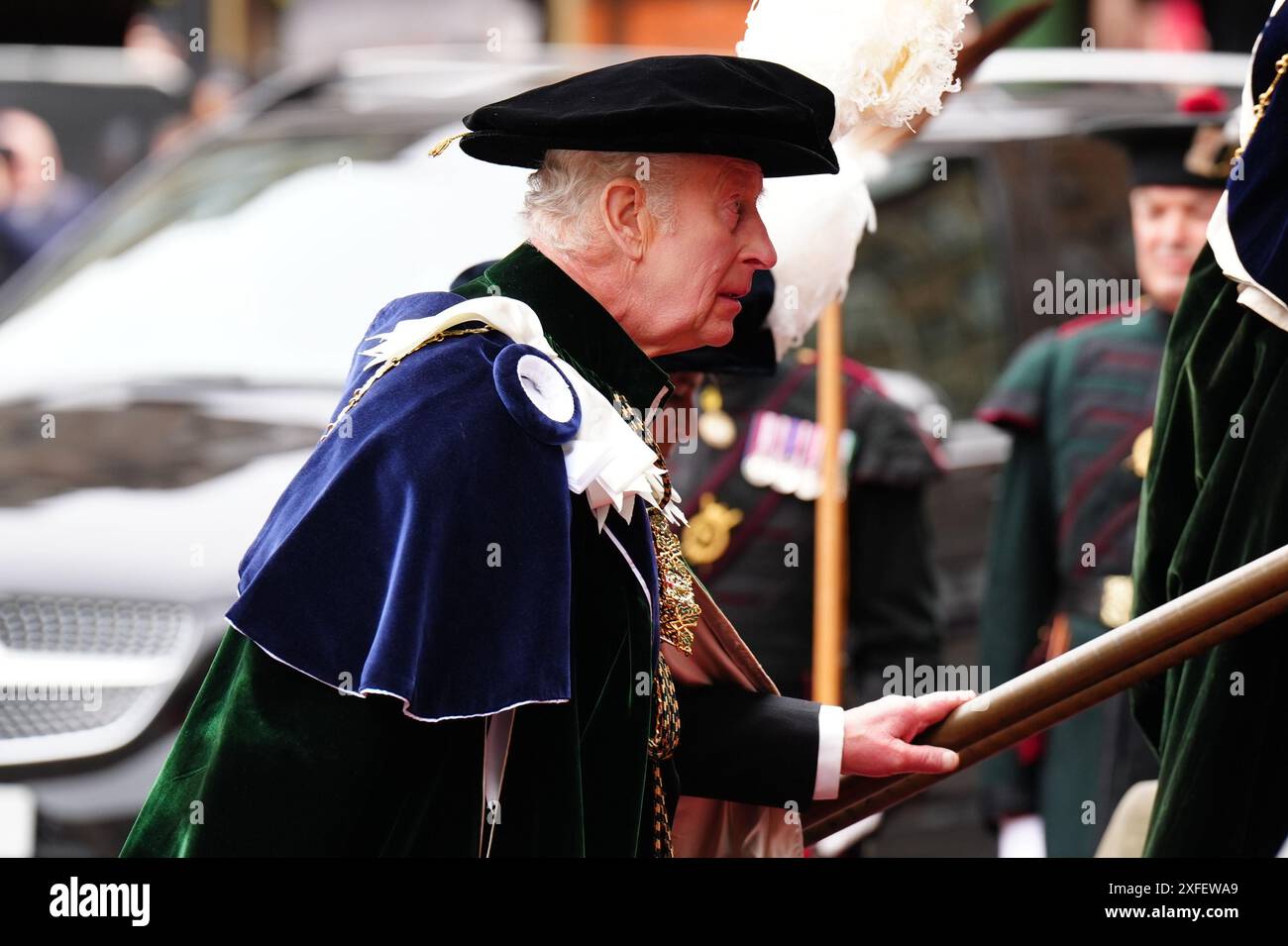 King Charles III arrives for the Order of the Thistle Service at St ...
