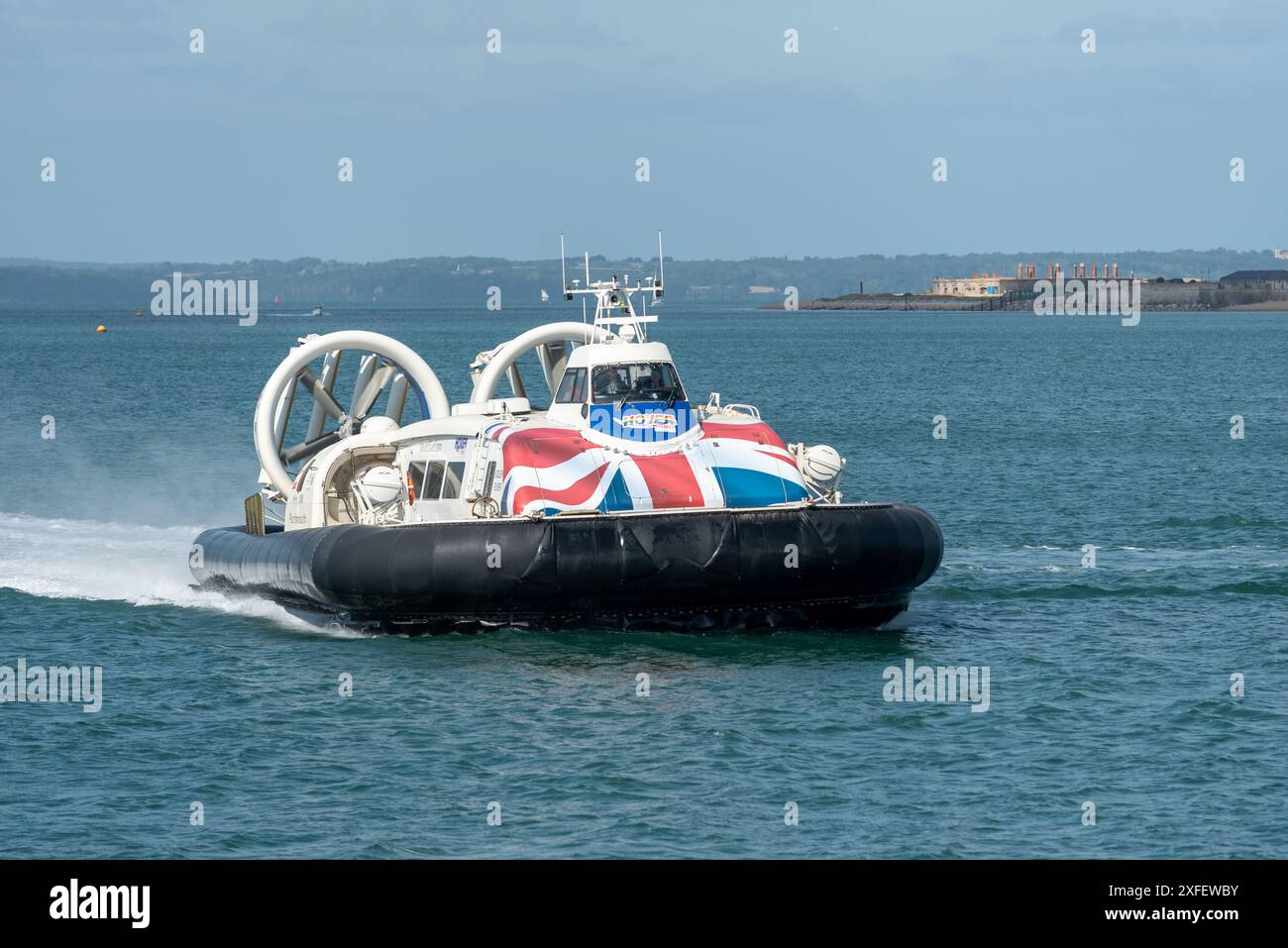 Hovertravel hovercraft speeding across the Solent taking passengers to ...