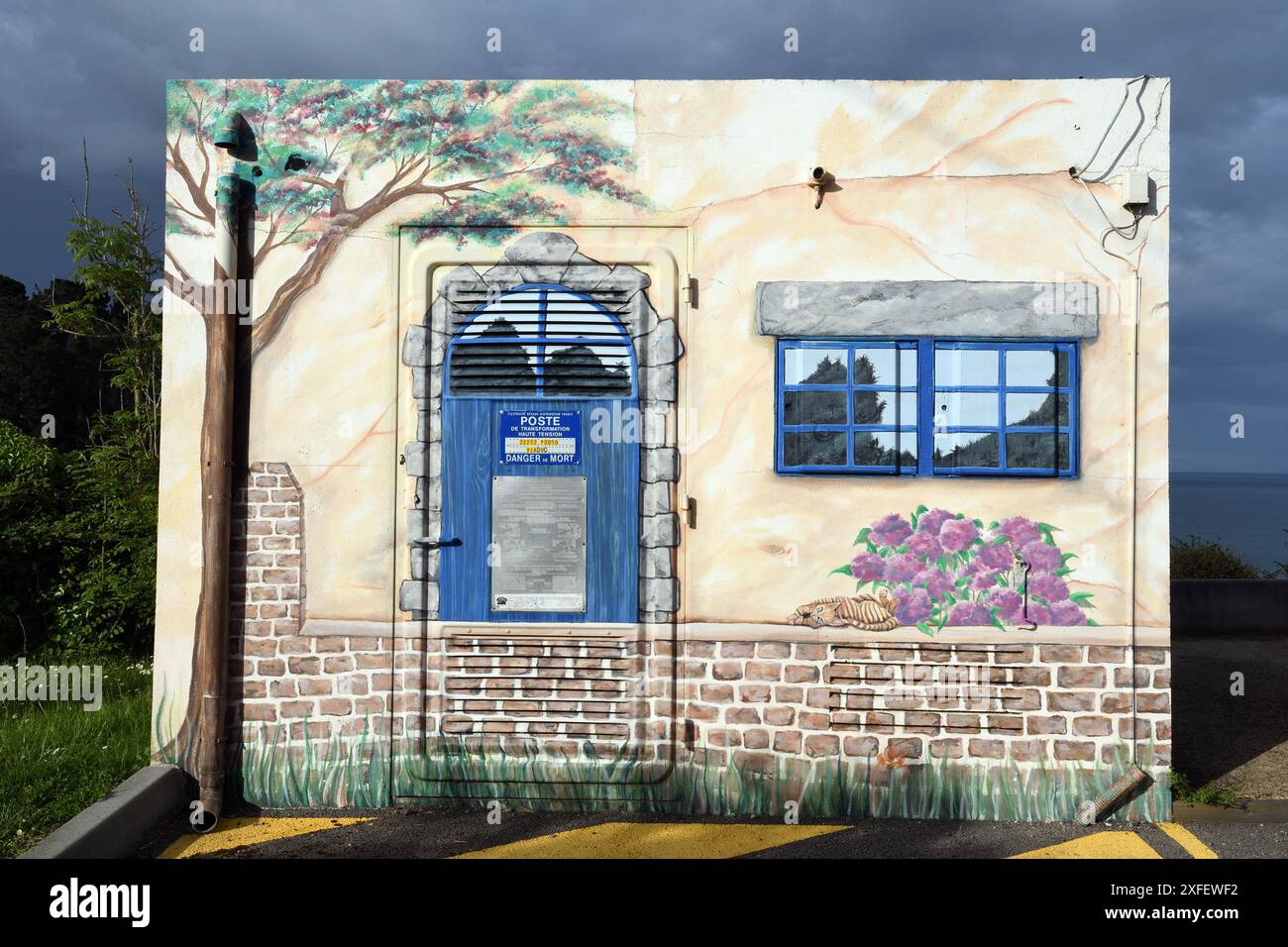 painted transformer house, France, Brittany, Plouha Stock Photo - Alamy