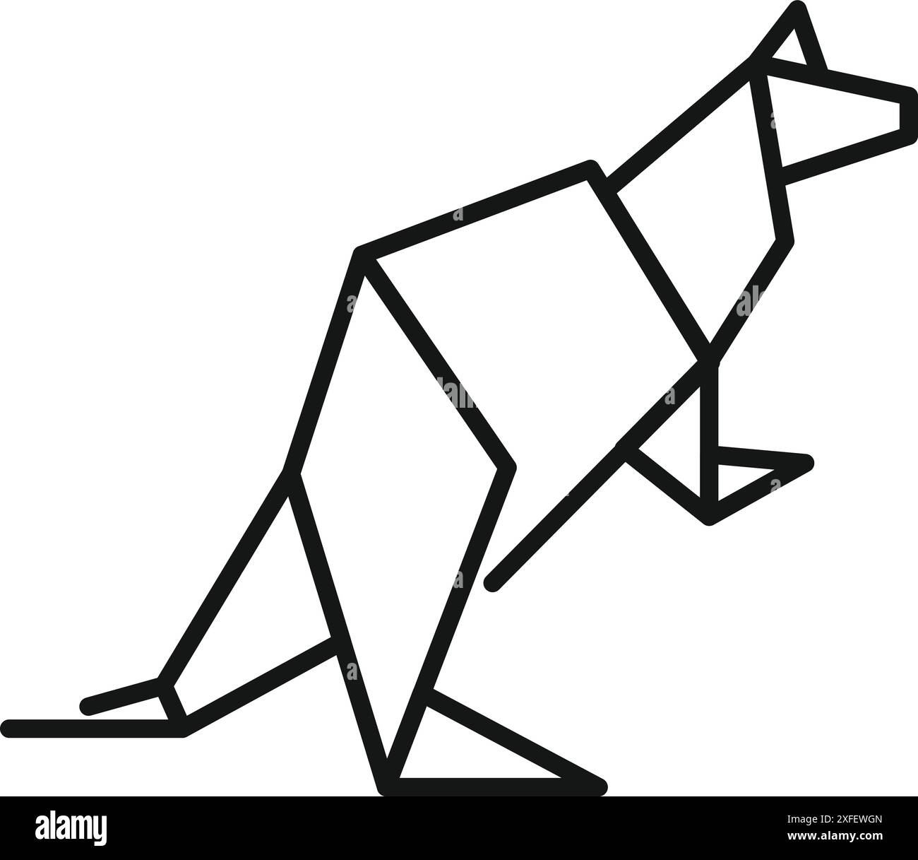 Geometric kangaroo jumping, origami style icon of an australian animal ...