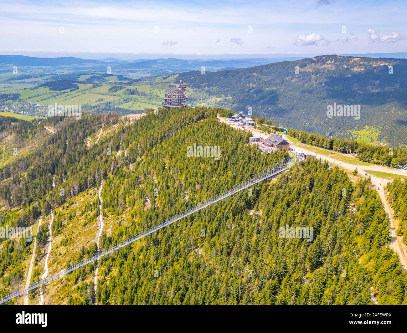 Aerial view of the Sky Bridge 721, the worlds longest suspension ...