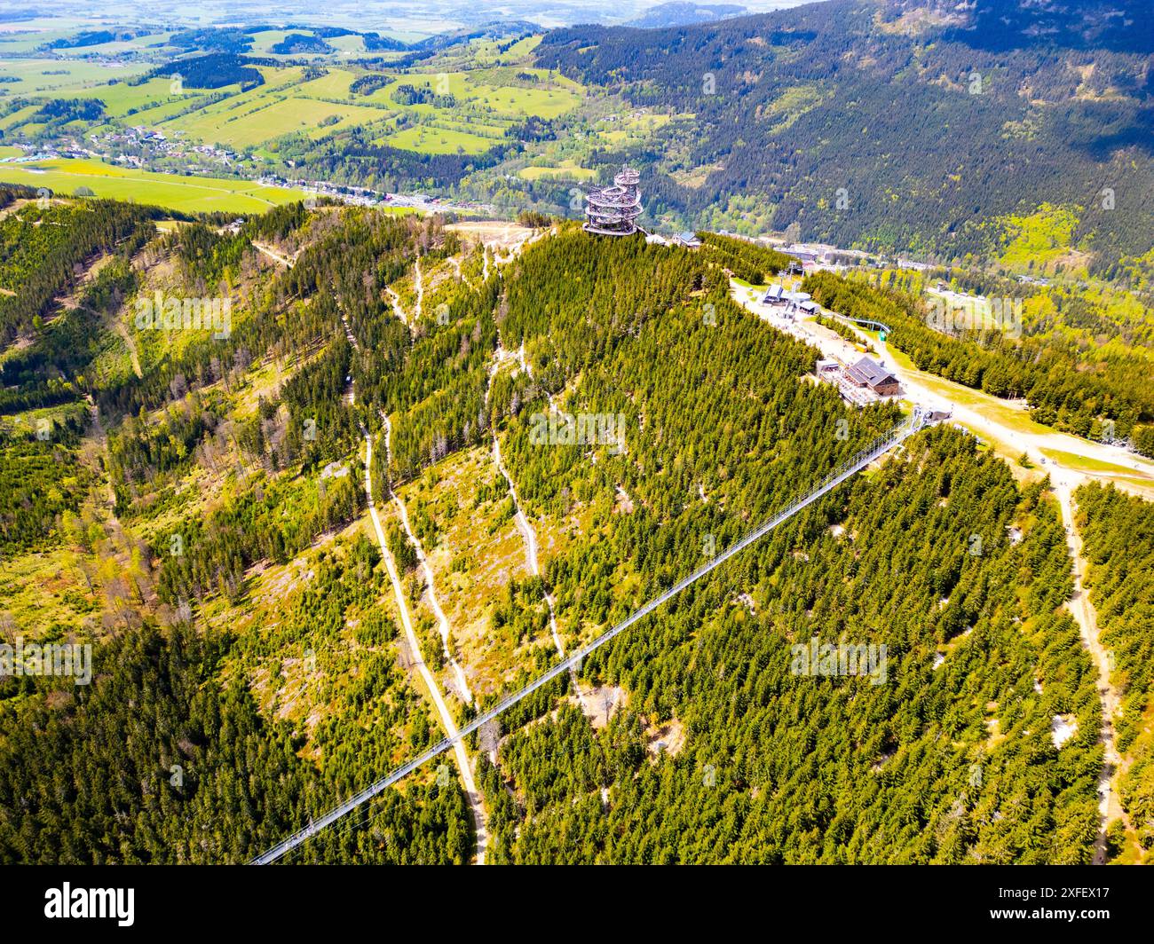 Aerial view of the Sky Bridge 721, the worlds longest suspension ...