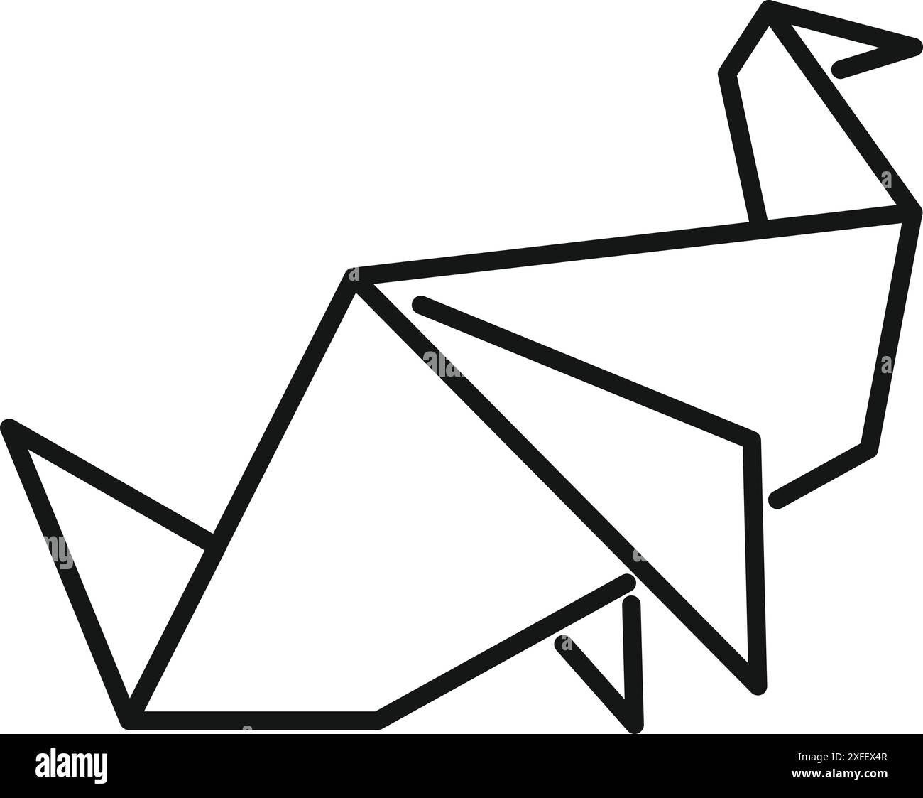 Minimalistic line drawing representing an origami bird, symbolizing ...
