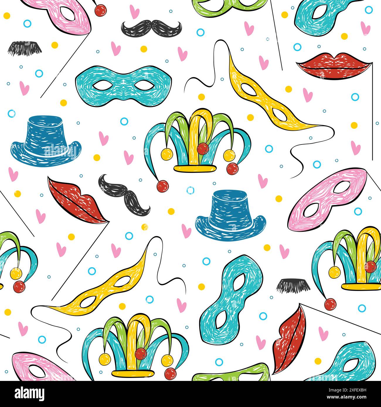 Seamless pattern. Festive background with carnival objects Stock Vector ...