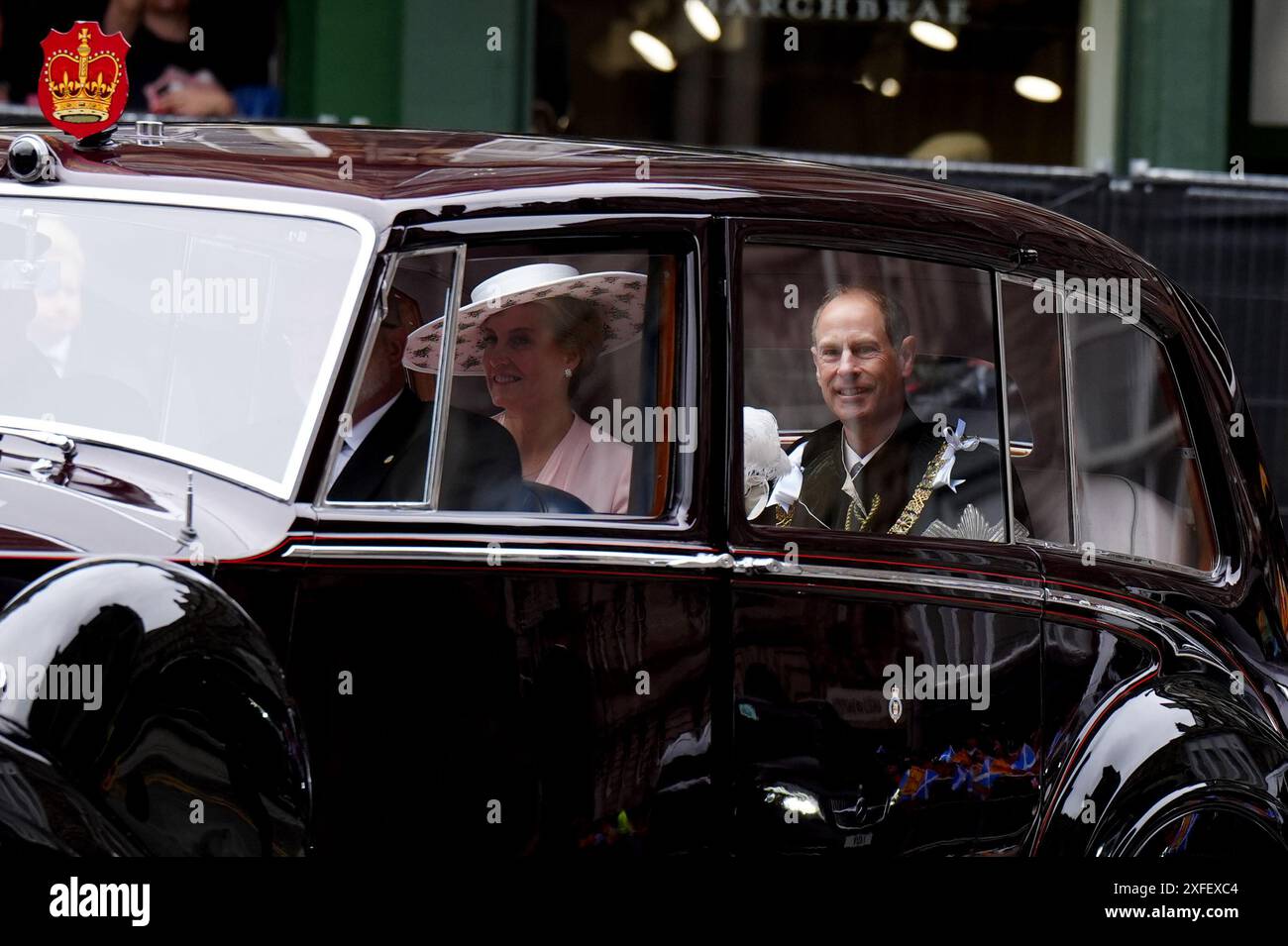 The Duke and Duchess of Edinburgh arrive for the Order of the Thistle ...