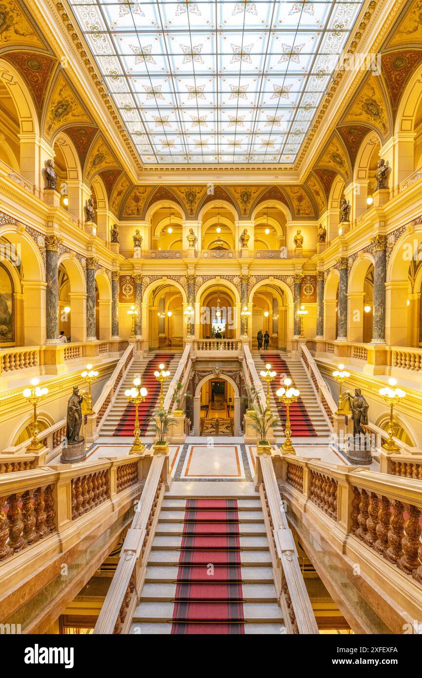 A massive building with numerous staircases leading to different levels ...