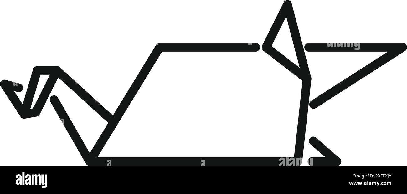 Minimalist line art drawing of a mouse folded with origami technique on ...