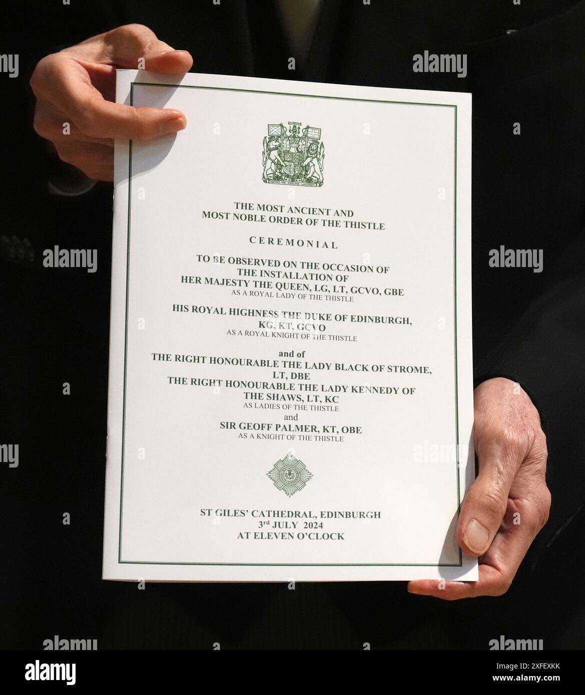 The order of service for the Order of the Thistle Service at St Giles ...