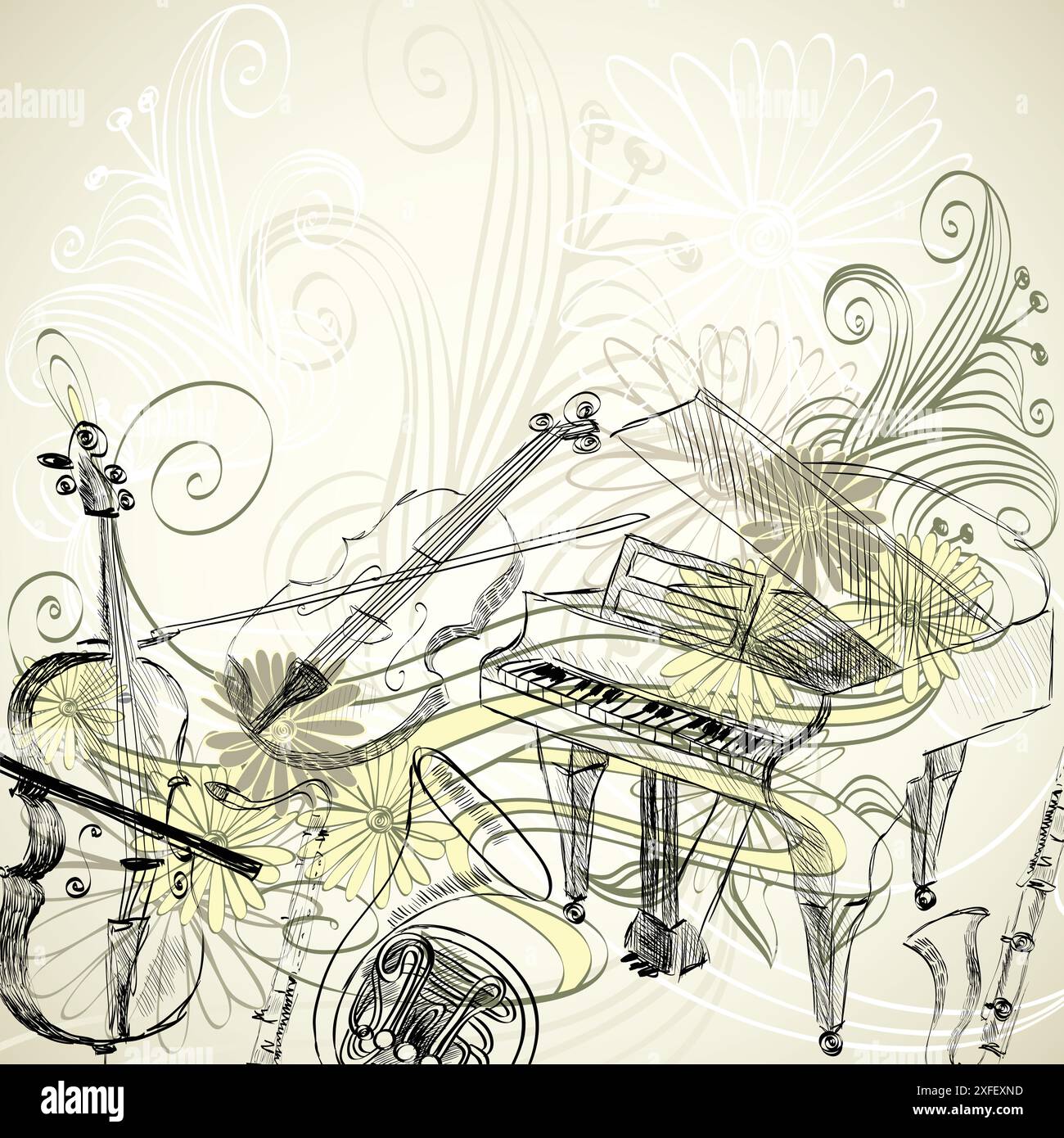 Musical instruments art stand Stock Vector Images - Alamy