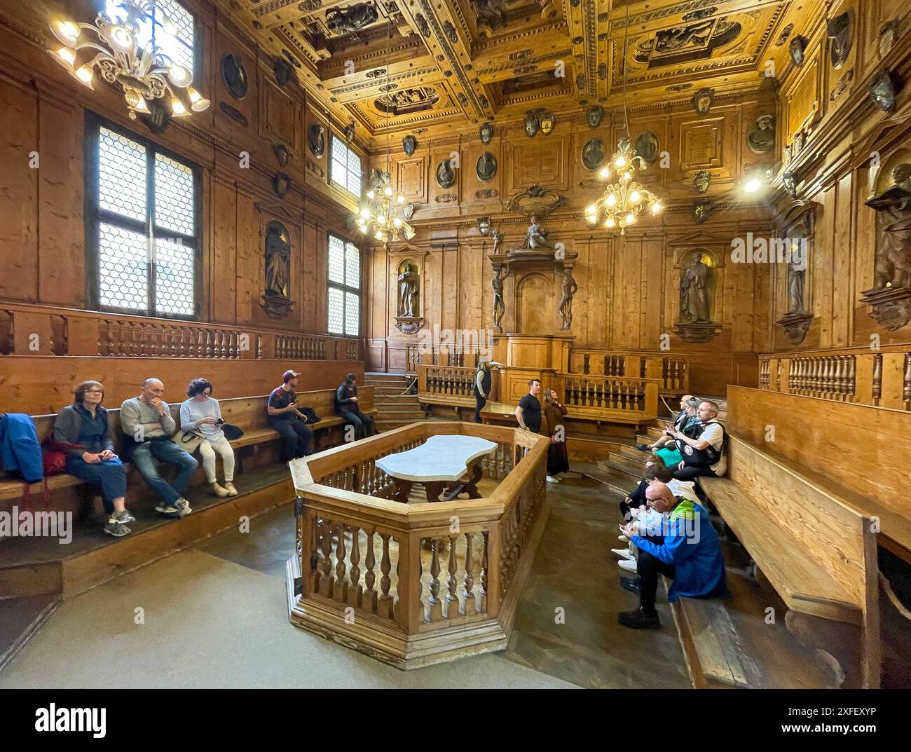 Italy - Anatomical theatre in the Archiginnasio of Bologna, constructed ...