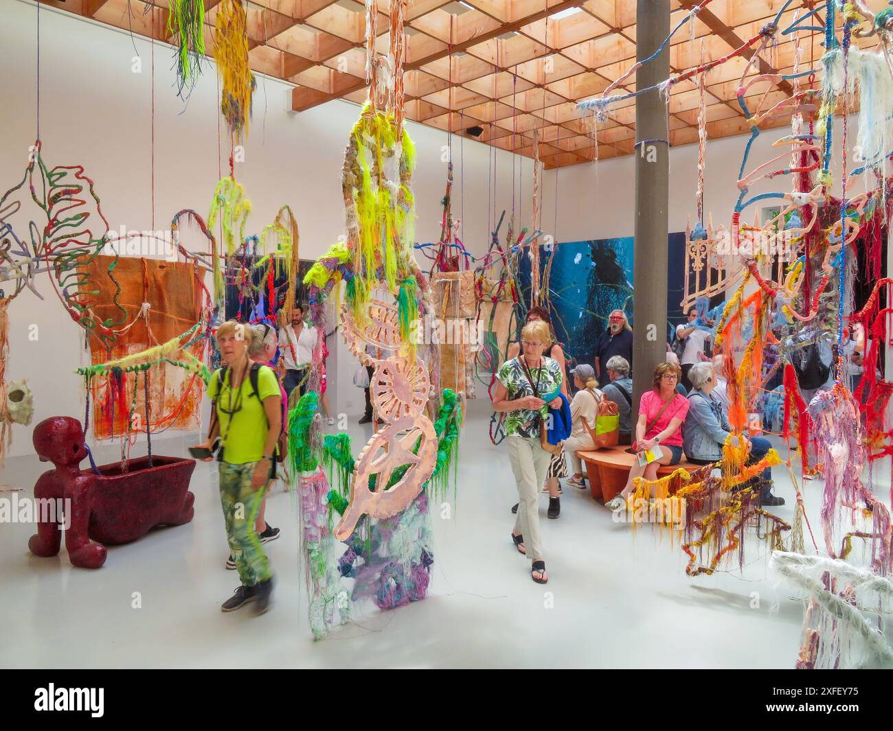 Italy, Venice Biennale 2024 - Work by sculptor Julien Creuzet in the ...