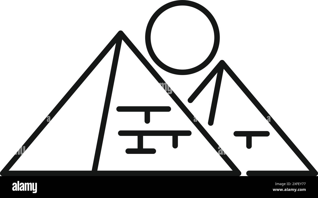 Minimalist line art illustration of pyramids in the desert under the ...
