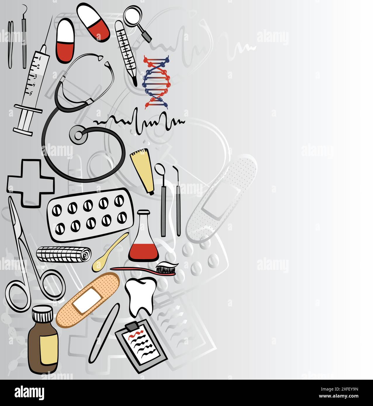 healthcare and medical research background. Vector medical instruments ...