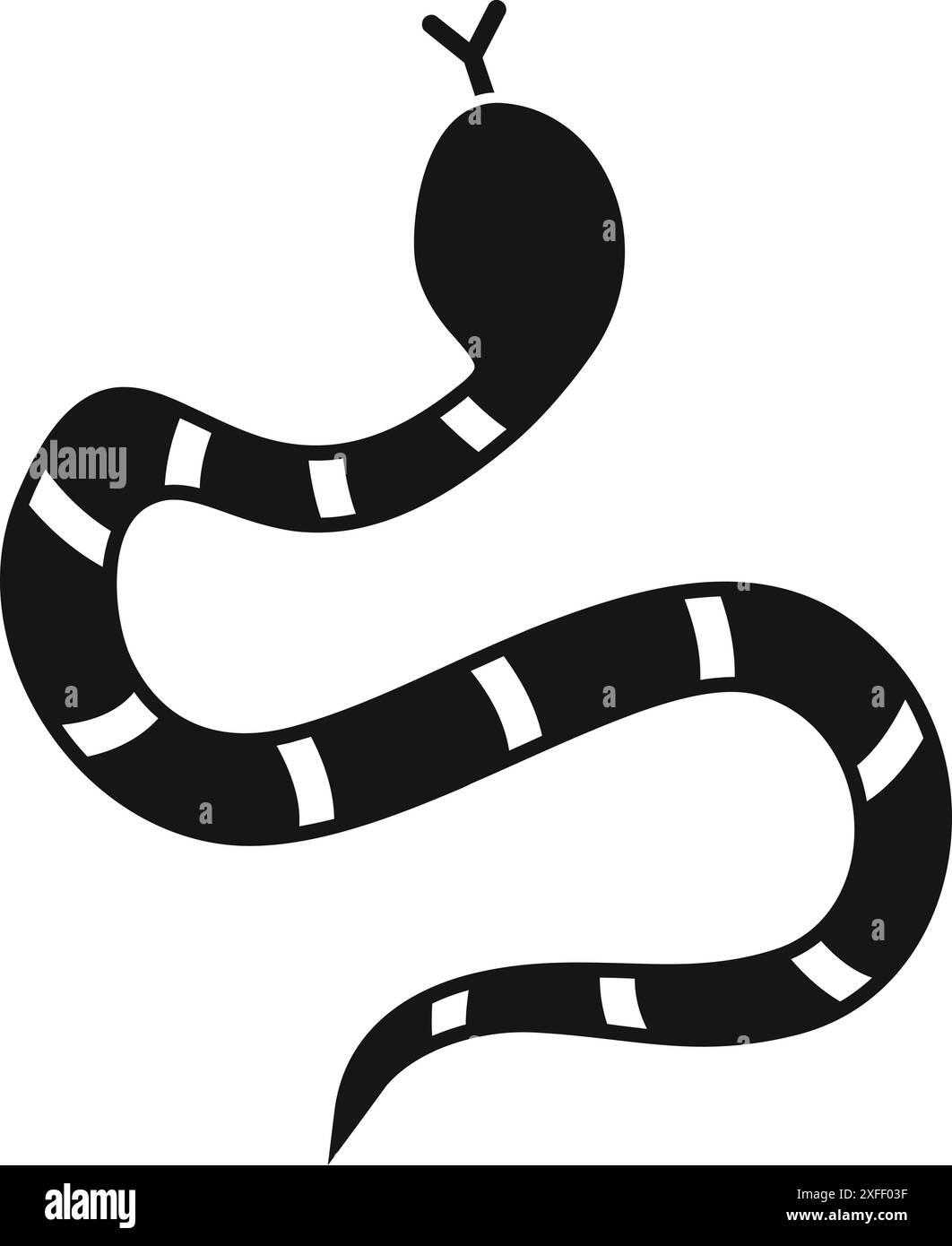 Black and white snake slithering, a simple icon representing danger and ...