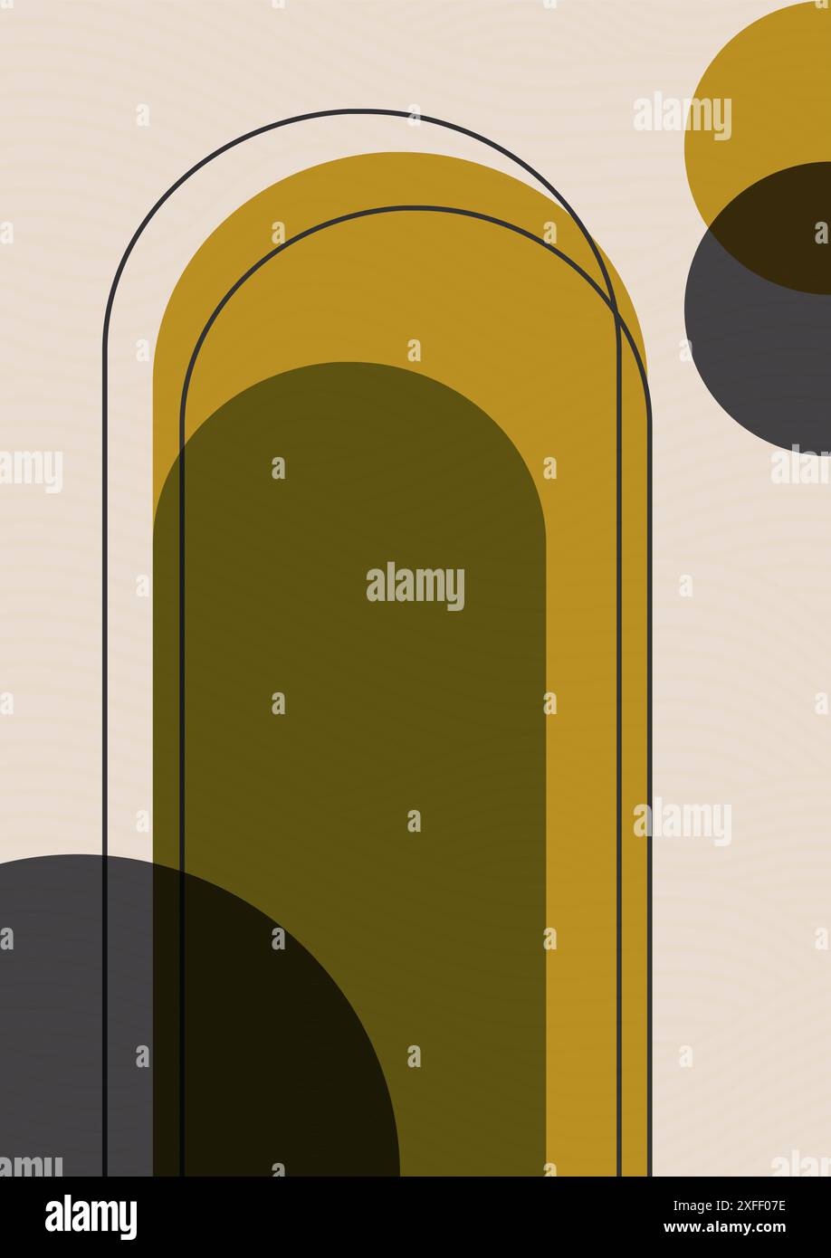 Neutral colors poster with geometric shapes. Memphis 2d vector ...