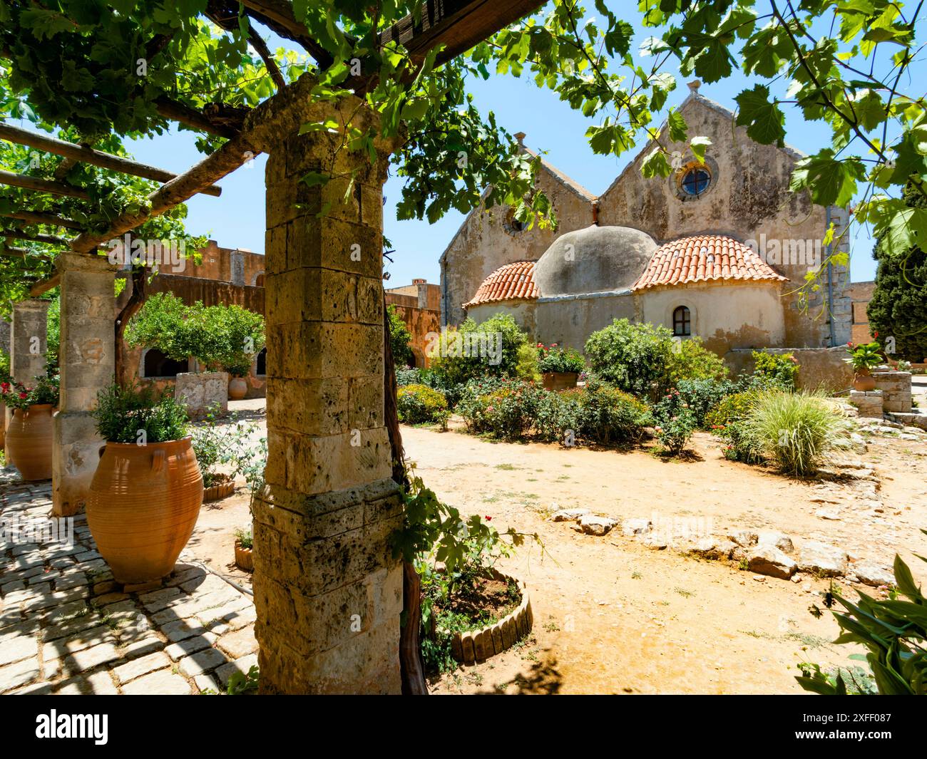 Monastery of Arkadi on the mediterranean island of Crete in Greece ...