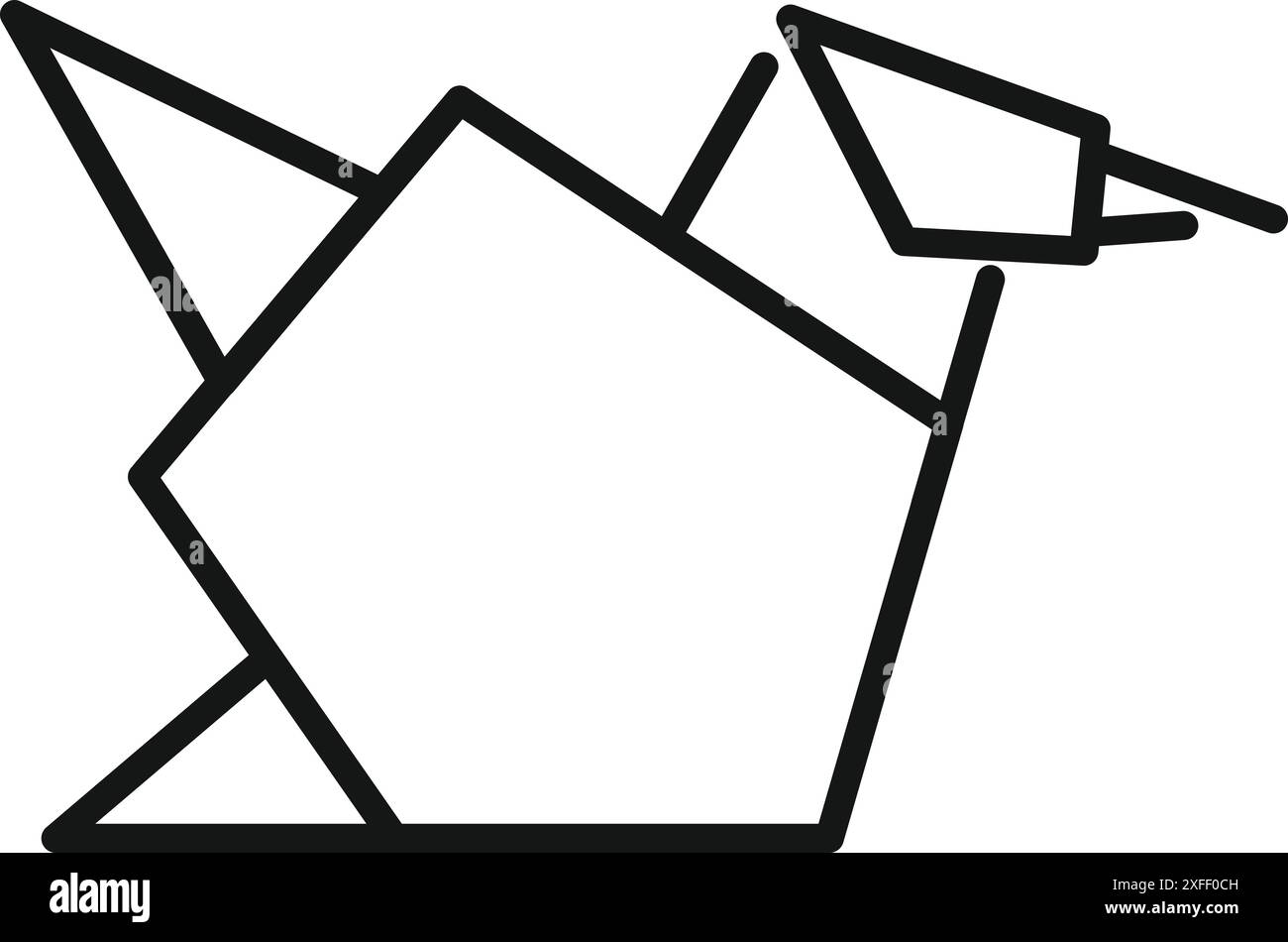 Line art icon of an origami bird, representing creativity and paper ...