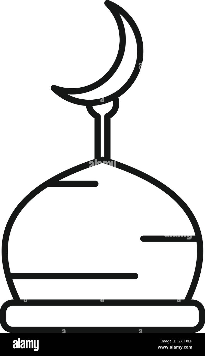 Simple and minimalist line drawing of a crescent moon on top of a ...