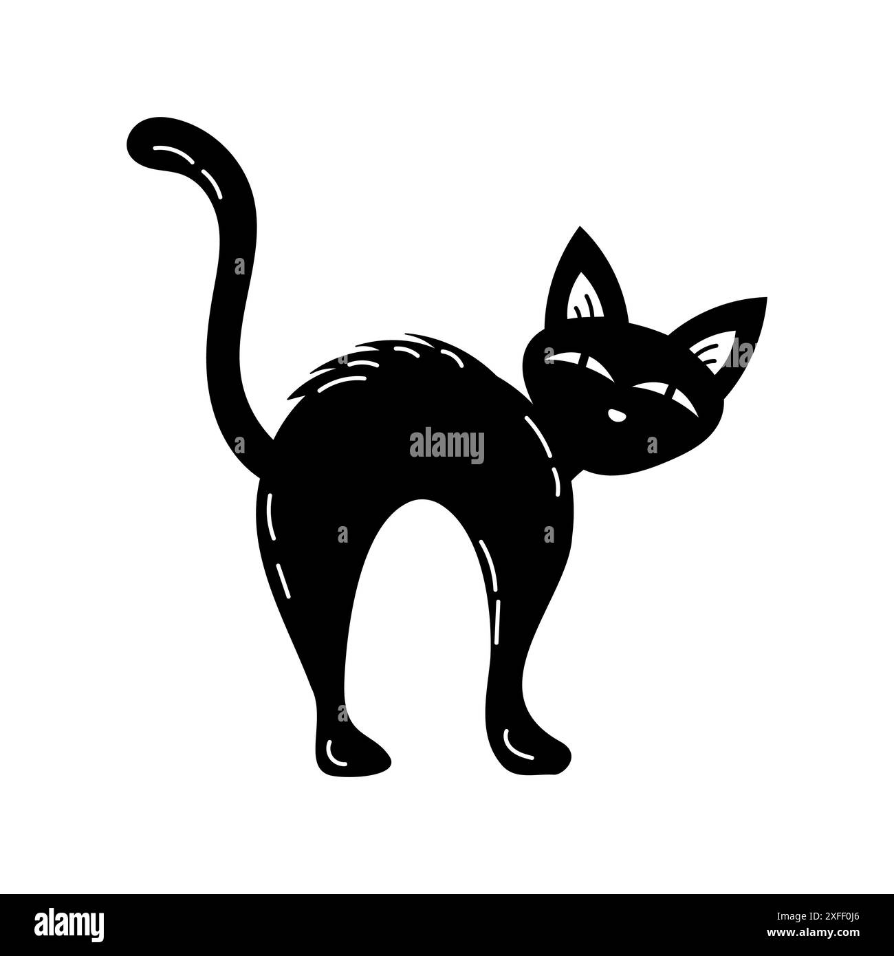 Creepy black cat isolated over white background Stock Vector Image ...