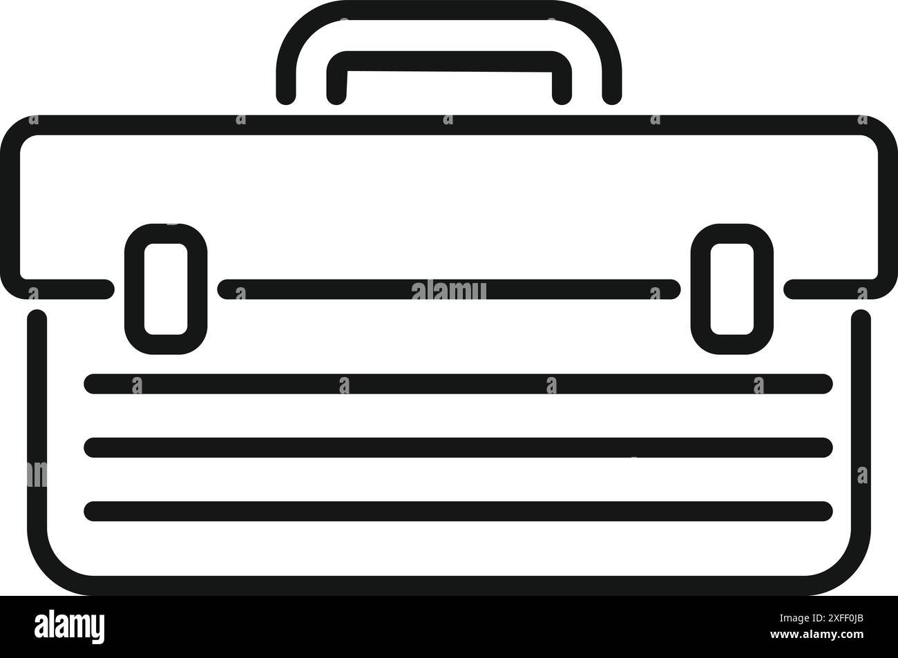 Black outline of a tool box, for storing tools, on a white background ...