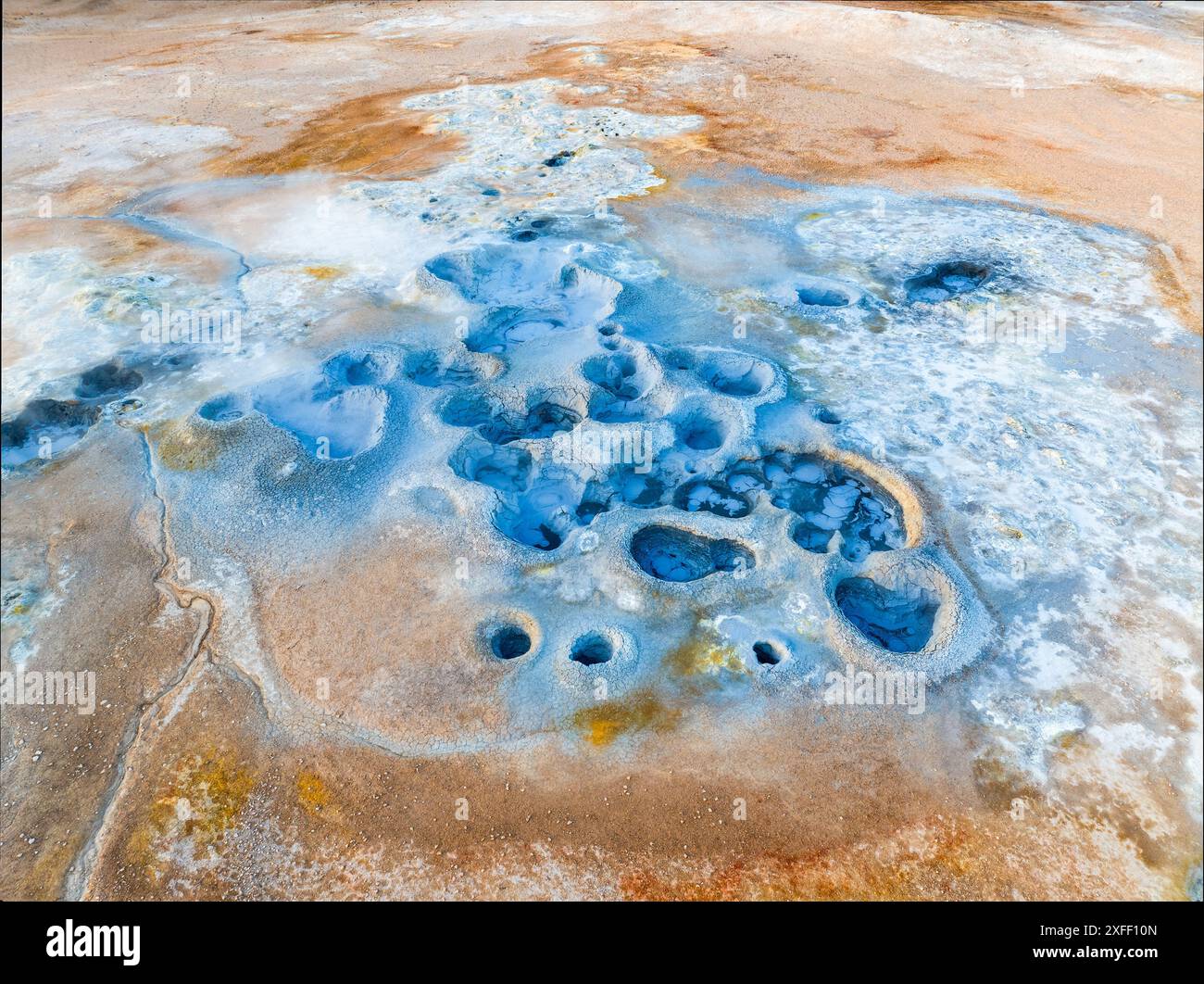 View from above, stunning aerial view of Námafjall Geothermal Area also ...