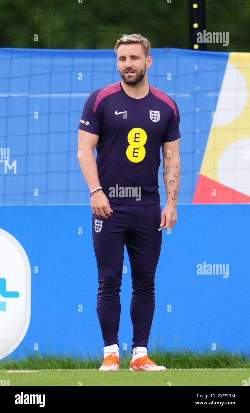 England's Luke Shaw during a training session at the Spa & Golf Resort ...