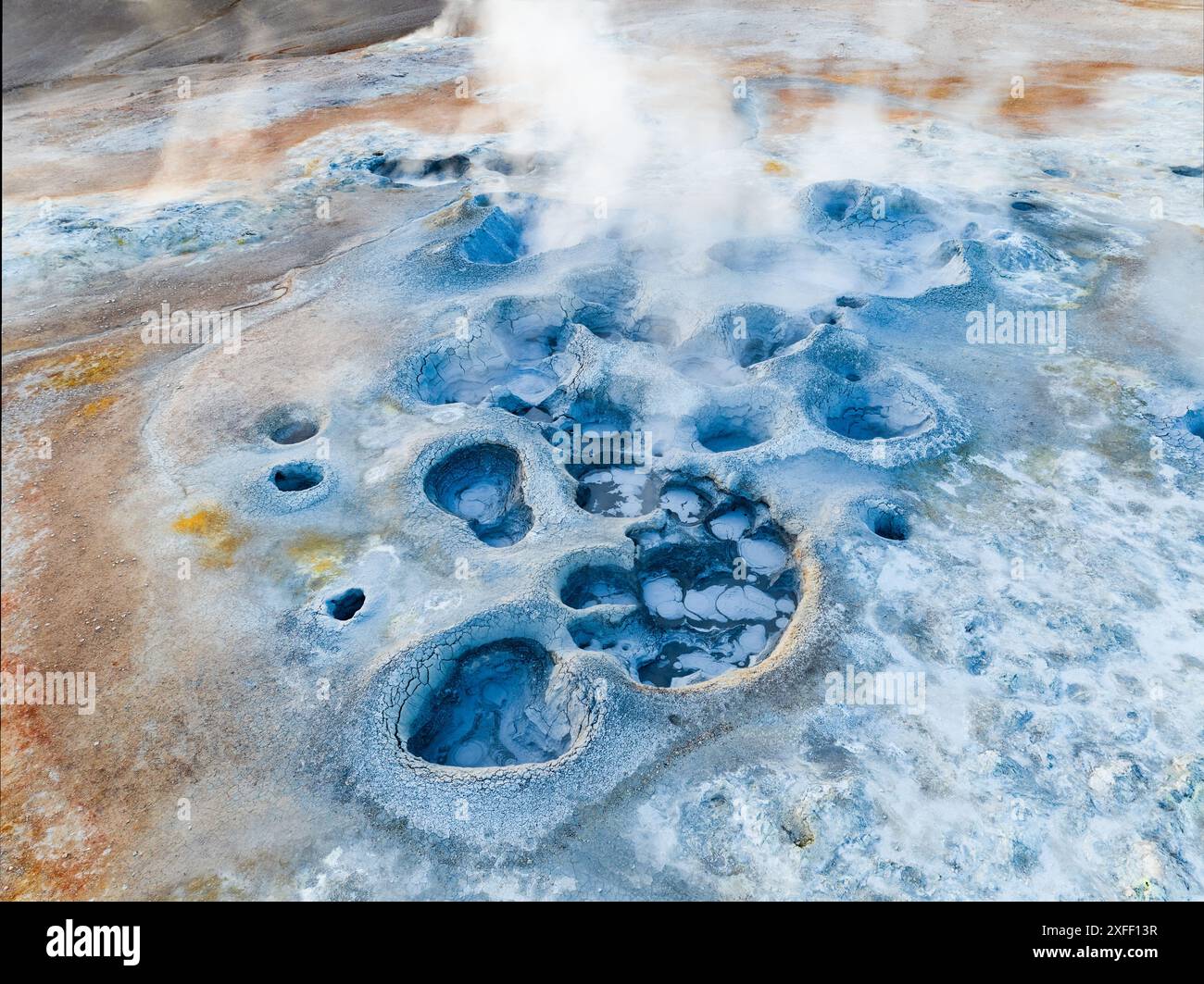 View from above, stunning aerial view of Námafjall Geothermal Area also ...