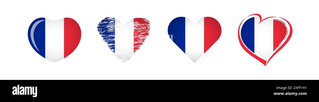 French hearts. Holiday collection. Creative badges, symbols or icons ...