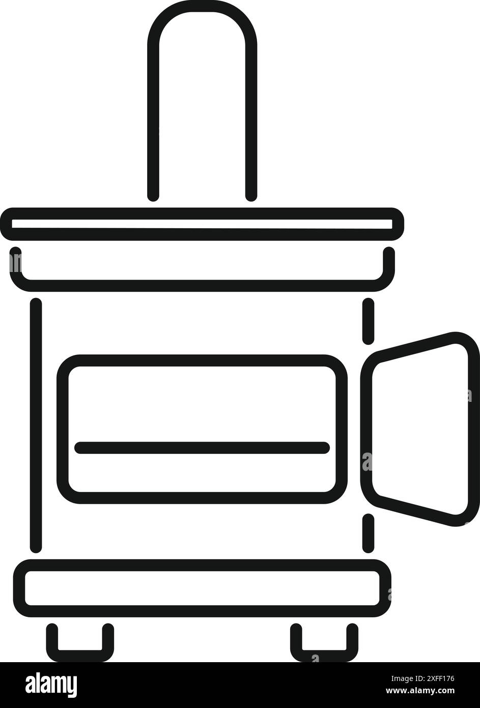 Line drawing of a convection oven with its door open showing the inside ...