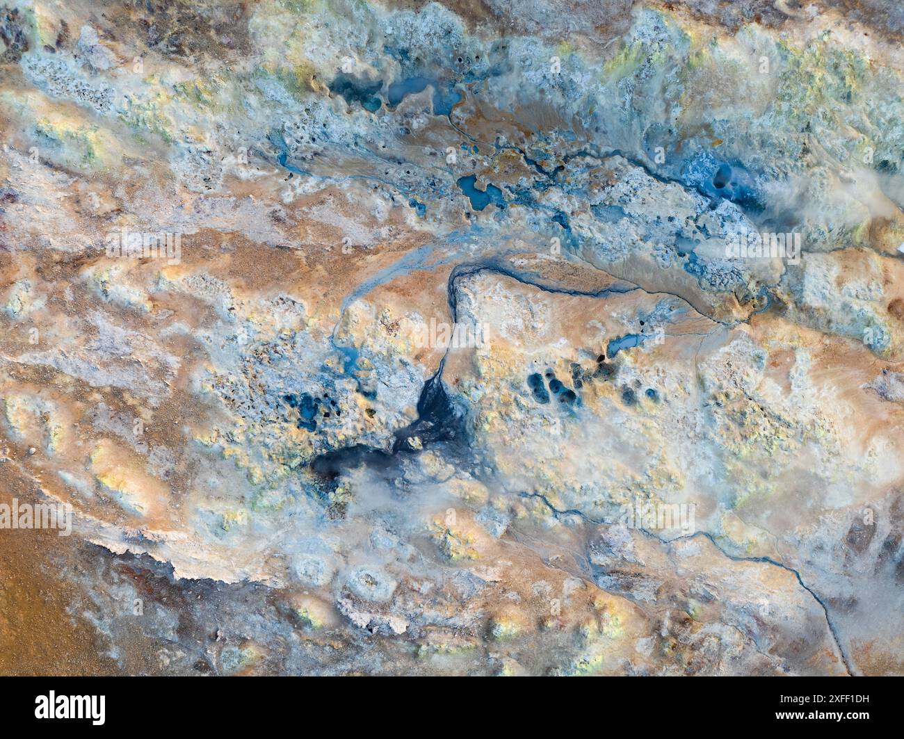View from above, stunning aerial view of Námafjall Geothermal Area also ...